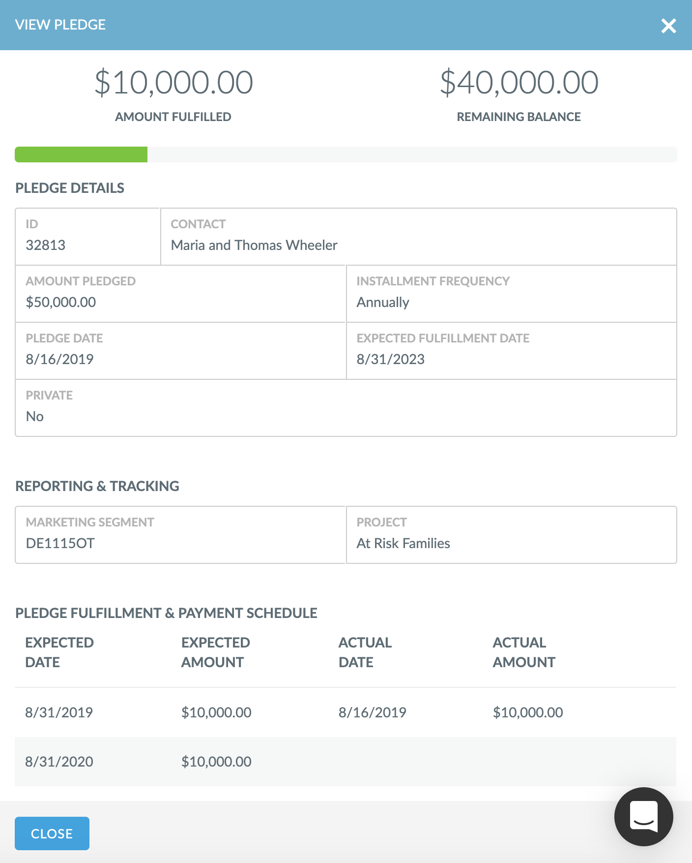 Managing Pledge Payments – Virtuous